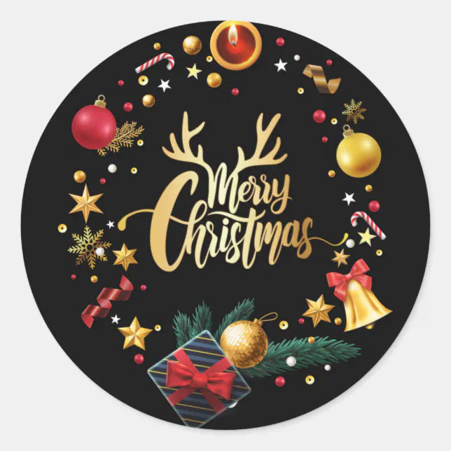 merry christmas. classic round sticker | Zazzle