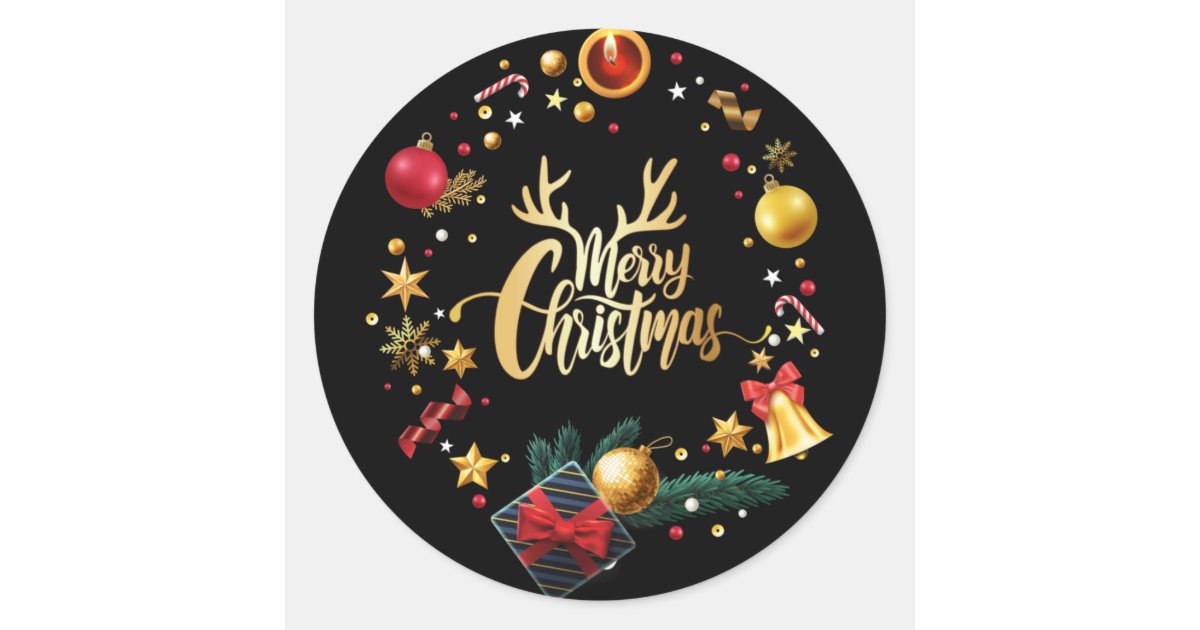 merry christmas. classic round sticker | Zazzle