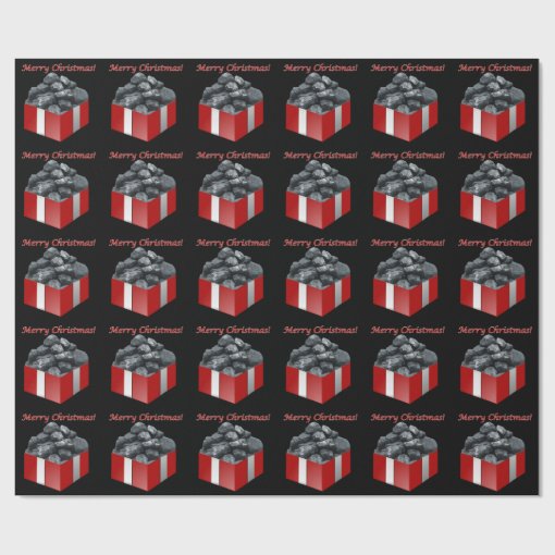 Merry Christmas Coal Present Wrapping Paper | Zazzle