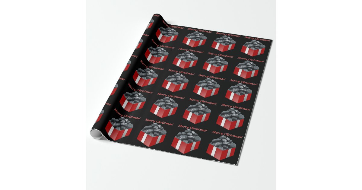 Merry Christmas Coal Present Wrapping Paper | Zazzle