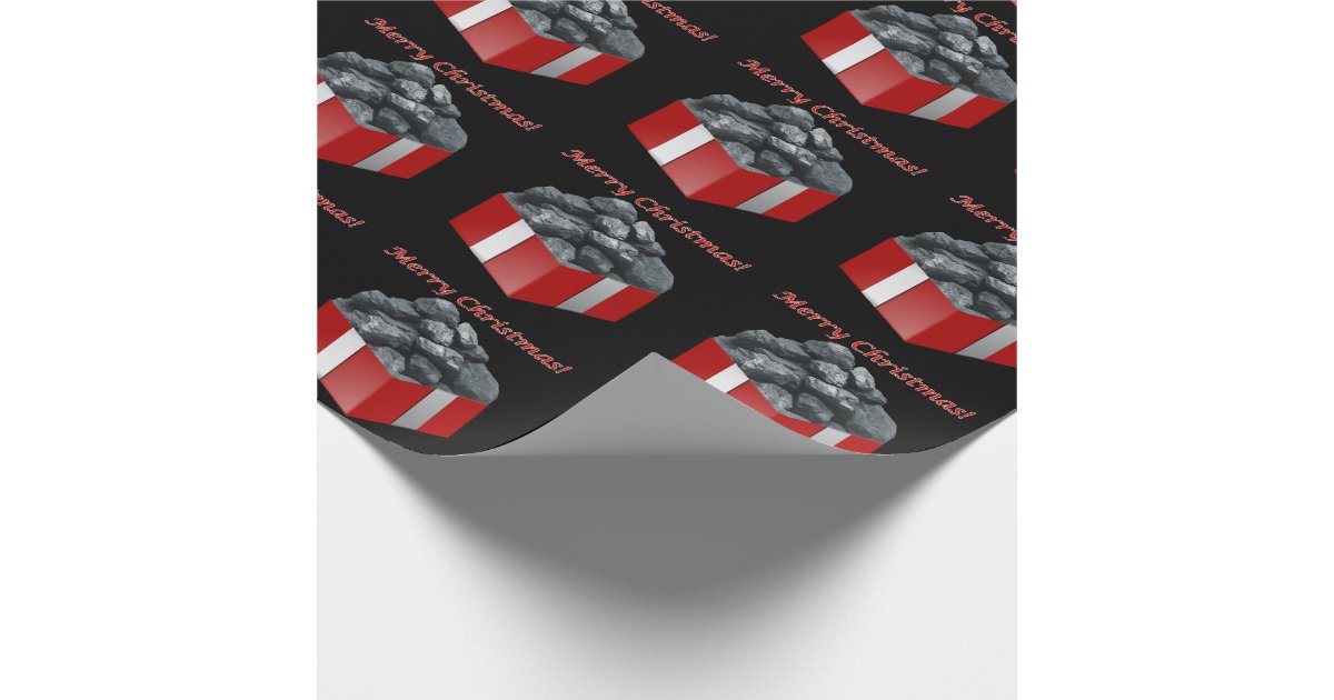 Merry Christmas Coal Present Wrapping Paper | Zazzle