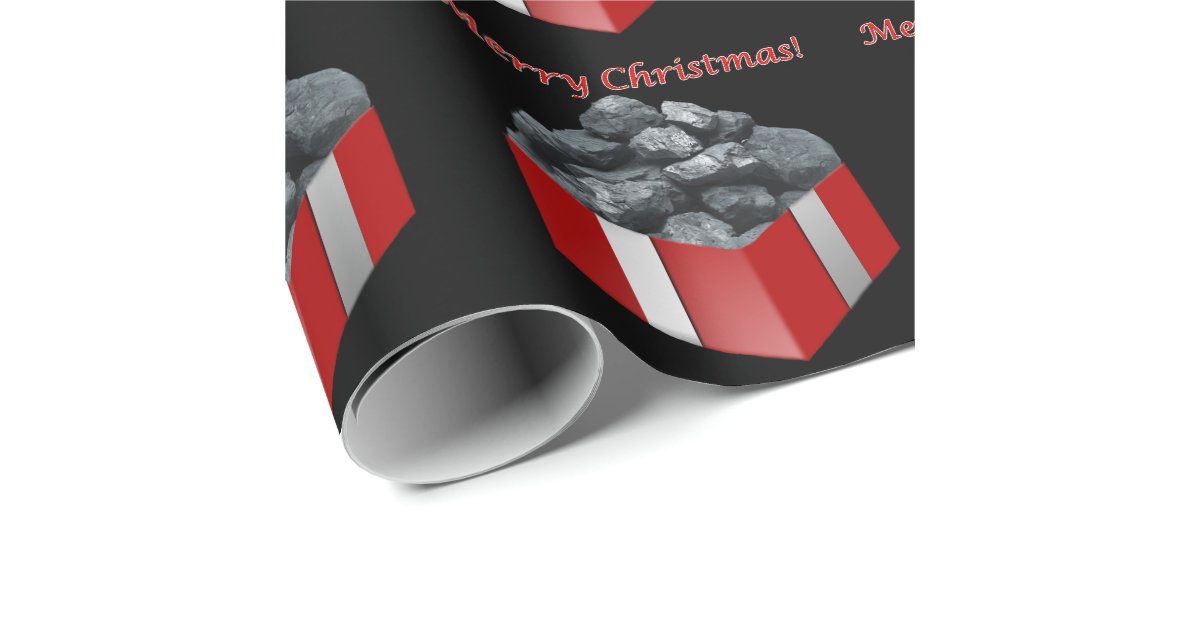 Merry Christmas Coal Present Wrapping Paper | Zazzle