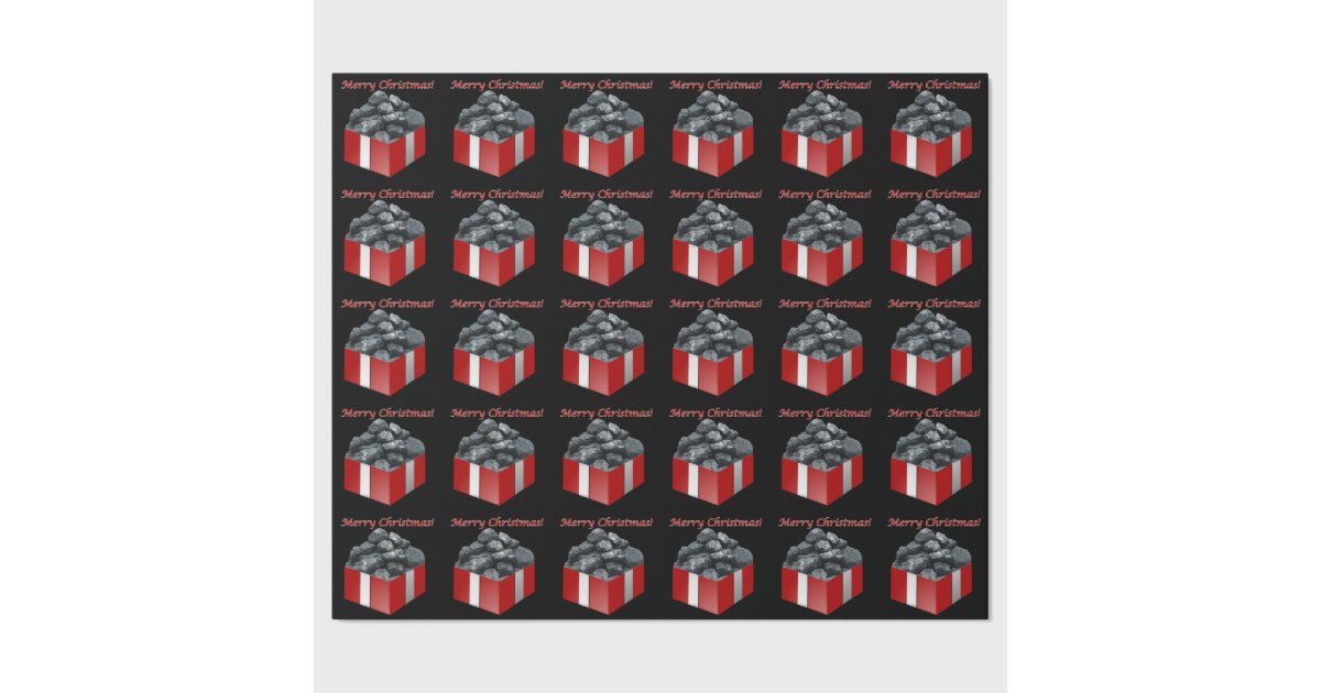 Merry Christmas Coal Present Wrapping Paper | Zazzle