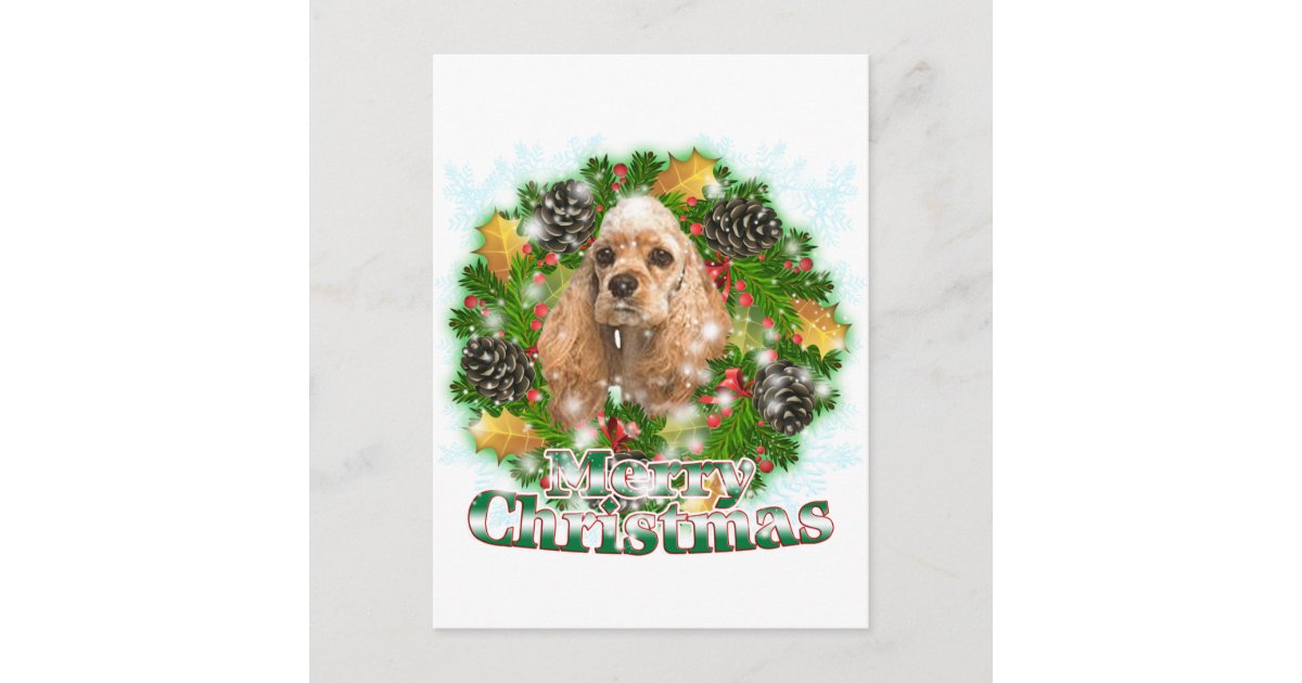 Merry Christmas Cocker Spaniel Holiday Postcard | Zazzle