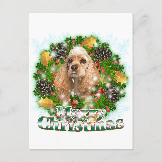 Merry Christmas Cocker Spaniel Holiday Postcard | Zazzle