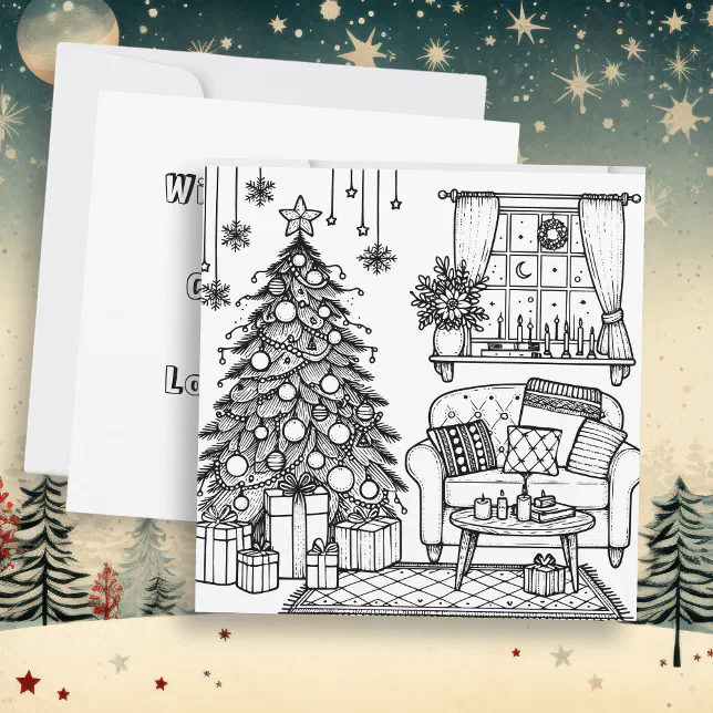 Merry Christmas Coloring Page Invitation | Zazzle