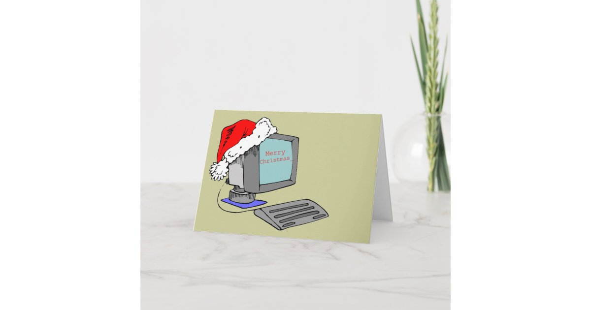 Merry Christmas Computer Holiday Card | Zazzle