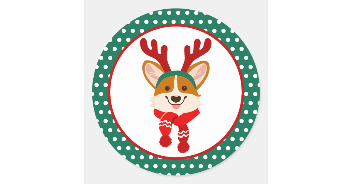 Merry Christmas Corgi Dog Sticker | Zazzle