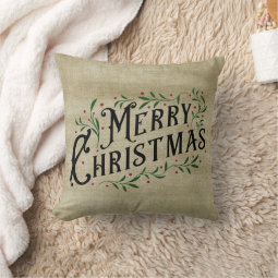 Merry Christmas - Country Primitive Throw Pillow | Zazzle