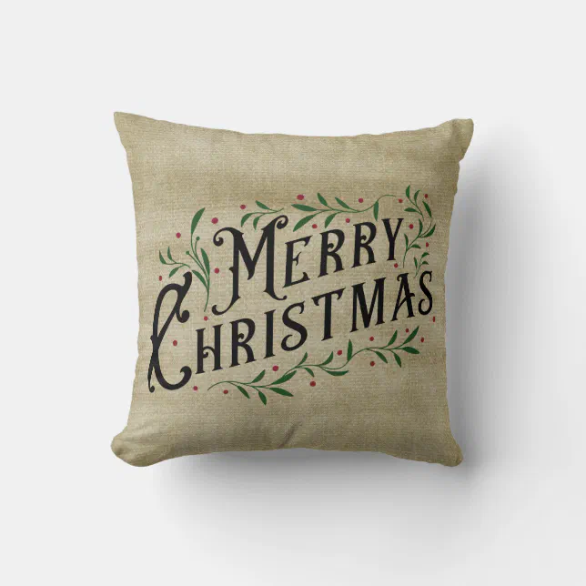 Merry Christmas - Country Primitive Throw Pillow | Zazzle