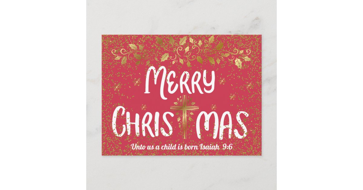 Merry Christmas Cross Scripture Postcard | Zazzle