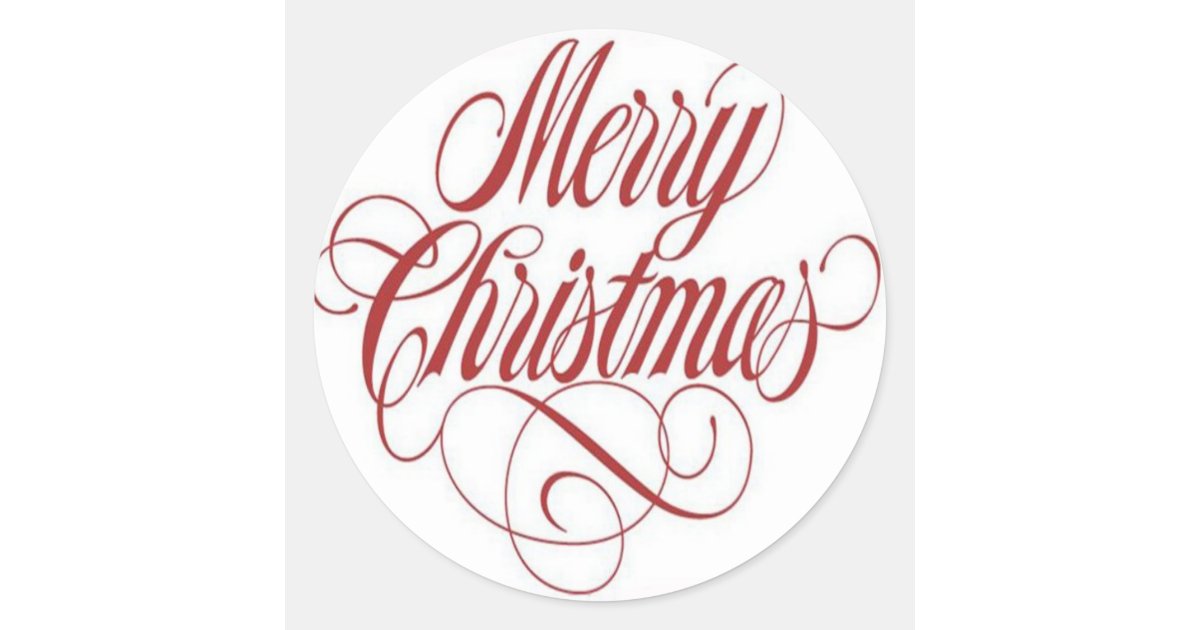 Merry Christmas! Custom Large Round Sticker | Zazzle