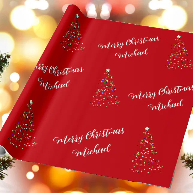 Merry Christmas Custom Name Elegant Personalized Wrapping Paper | Zazzle