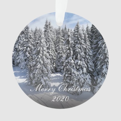Merry Christmas Custom Photo and Two-Sided Text Ornament | Zazzle