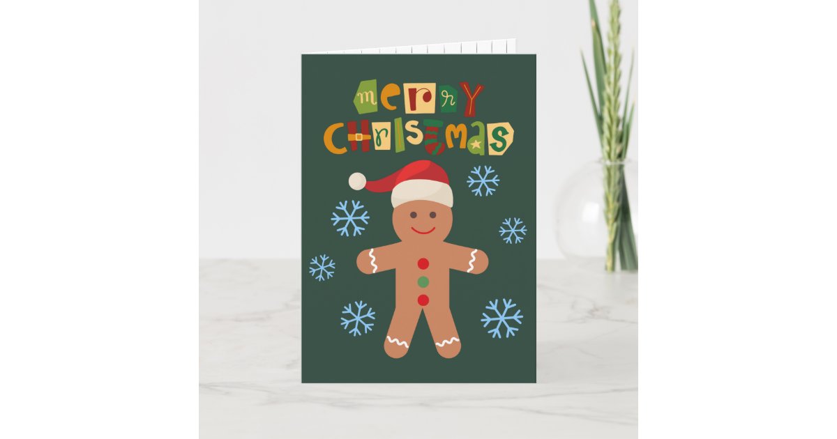 Merry Christmas Cute Gingerbread Man Holiday Card | Zazzle