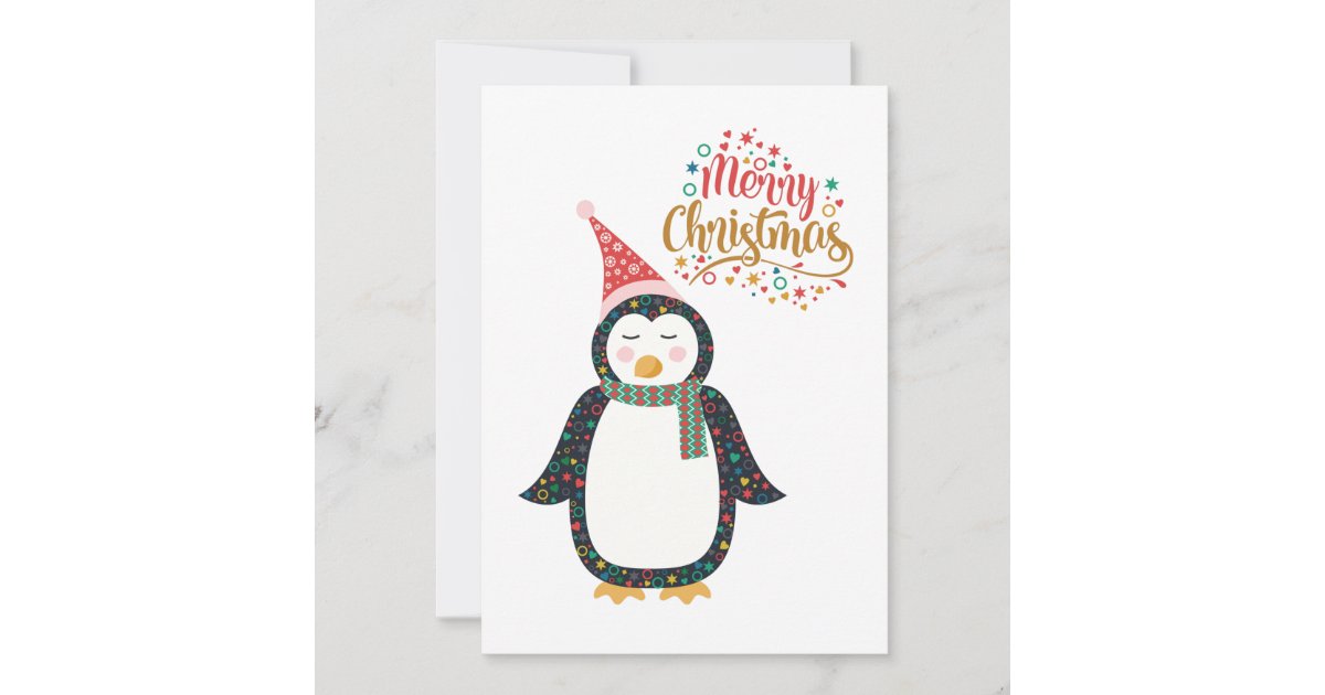 Merry Christmas Cute Penguin Holiday Card | Zazzle