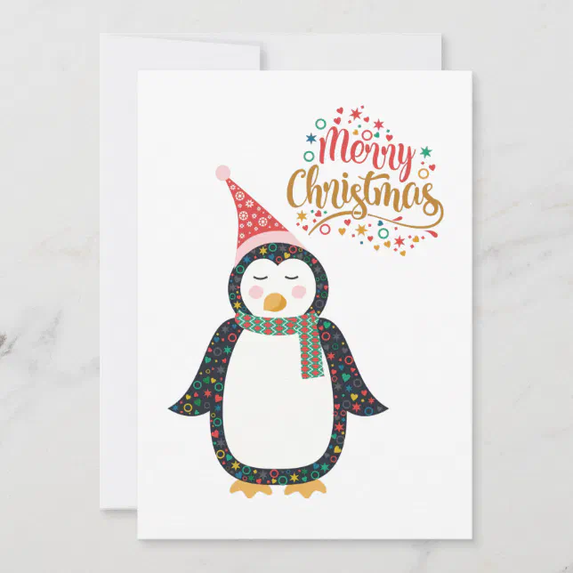Merry Christmas Cute Penguin Holiday Card | Zazzle