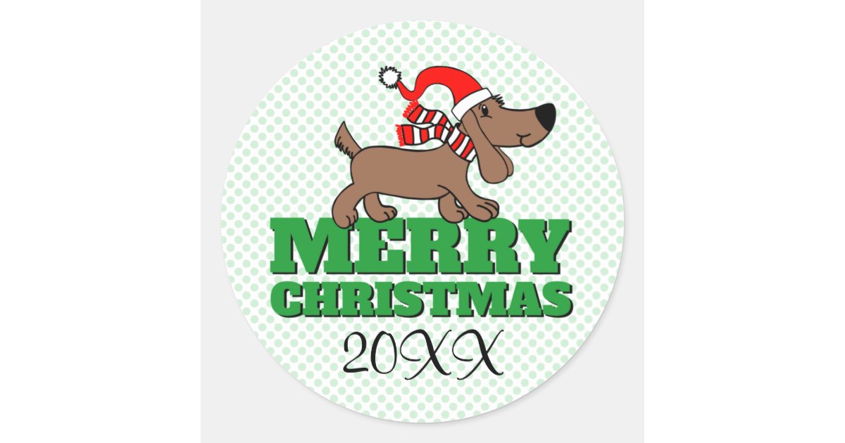 Merry Christmas Dog Sticker 3 inch (sheet of 6) | Zazzle