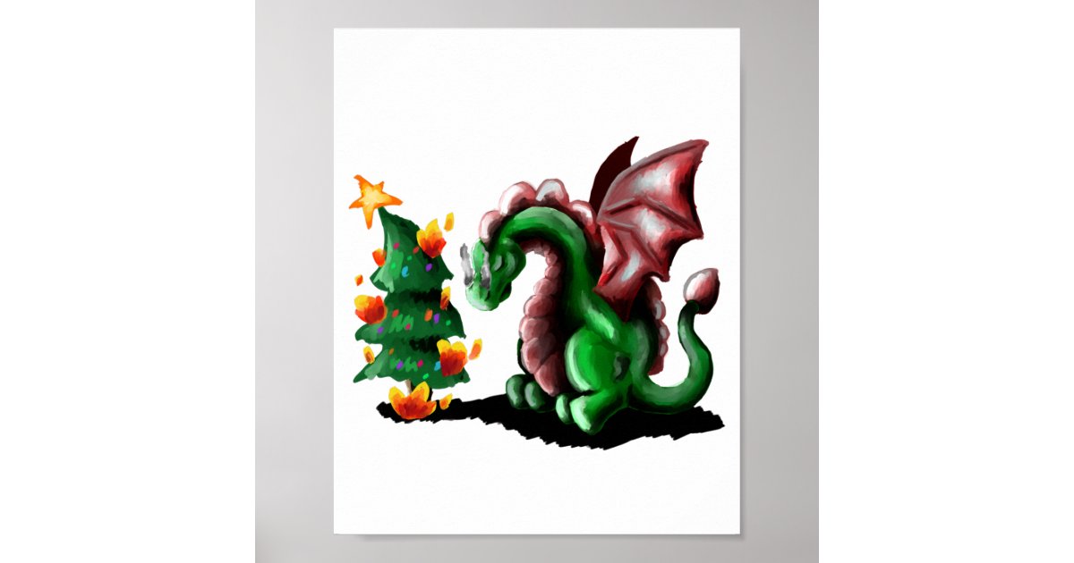 Merry Christmas Dragon Poster | Zazzle