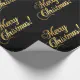 Merry Christmas Elegant Black Faux Gold Foil Text Wrapping Paper | Zazzle
