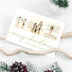 Merry Christmas Elegant Gold Calligraphy 4 Photo Holiday Postcard | Zazzle