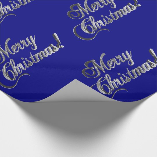 Merry Christmas Elegant Navy Blue and Silver Gray Wrapping Paper ...