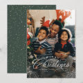 Merry Christmas elegant one photo snow frame Holiday Card | Zazzle