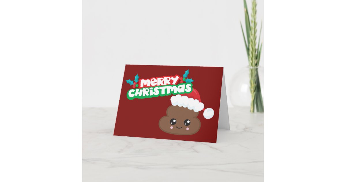 Merry Christmas Emoji Poop Christmas Card | Zazzle