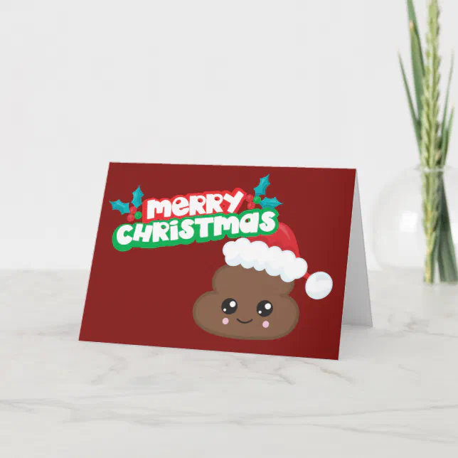Merry Christmas Emoji Poop Christmas Card | Zazzle