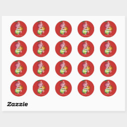 Merry Christmas Everyone Script Tree & Name - Classic Round Sticker ...