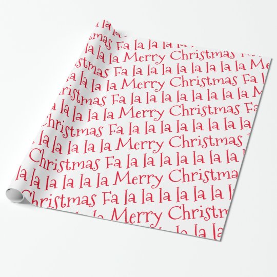 Merry Christmas Fa La La | Holiday Typography Wrapping Paper | Zazzle.com