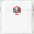Merry Christmas Family Photo Red Circle Stickers | Zazzle