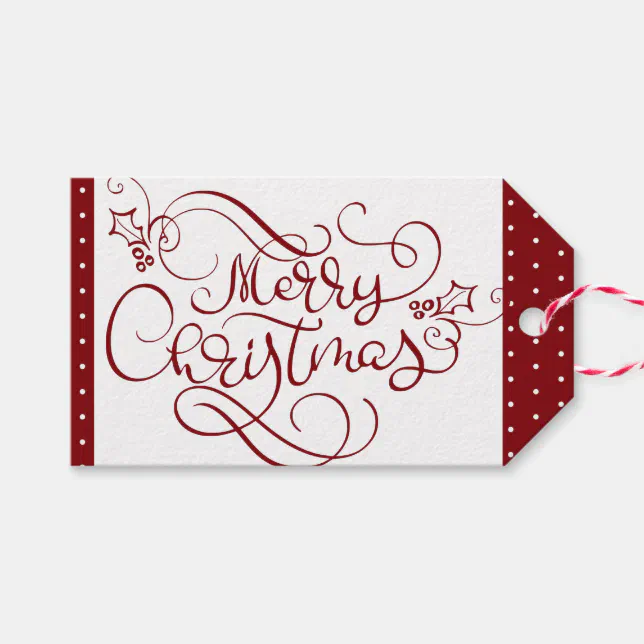 Merry Christmas Fancy Script Your Color TO FROM Gift Tags | Zazzle