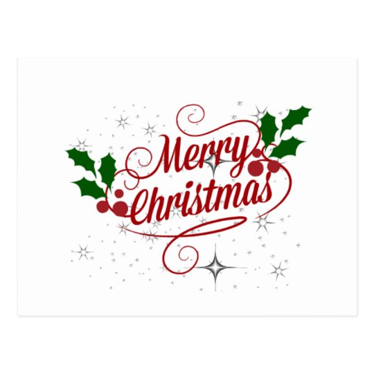 Merry Christmas, festive holiday script Postcard | Zazzle.com