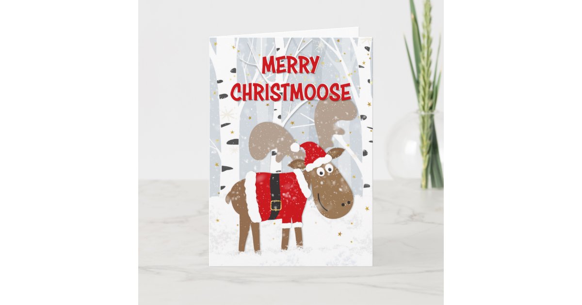 Merry Christmas Festive Moose Holiday Card | Zazzle