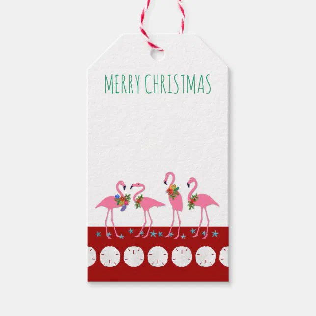 Merry Christmas Flamingos Blank Gift Tags | Zazzle