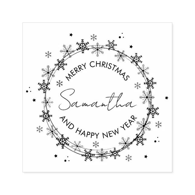 Merry Christmas Flocons Snow Buds Rubber Stamp | Zazzle