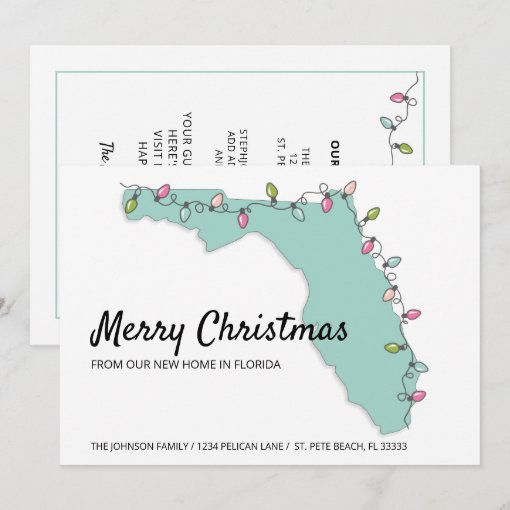 Merry Christmas Florida Map New Home Announcement | Zazzle
