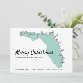 Merry Christmas Florida Map New Home Announcement | Zazzle
