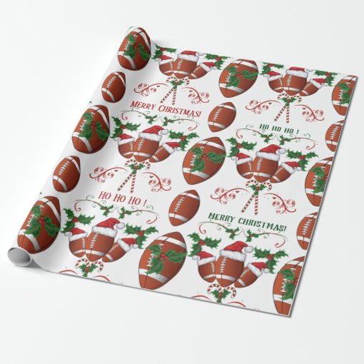 Merry Christmas Football Santa Wrapping Paper | Zazzle