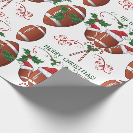 Merry Christmas Football Santa Wrapping Paper | Zazzle
