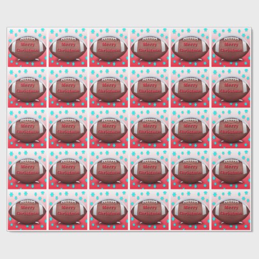 Merry Christmas Football Snowflakes Wrapping Paper | Zazzle