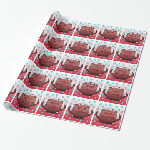Merry Christmas Football Snowflakes Wrapping Paper | Zazzle