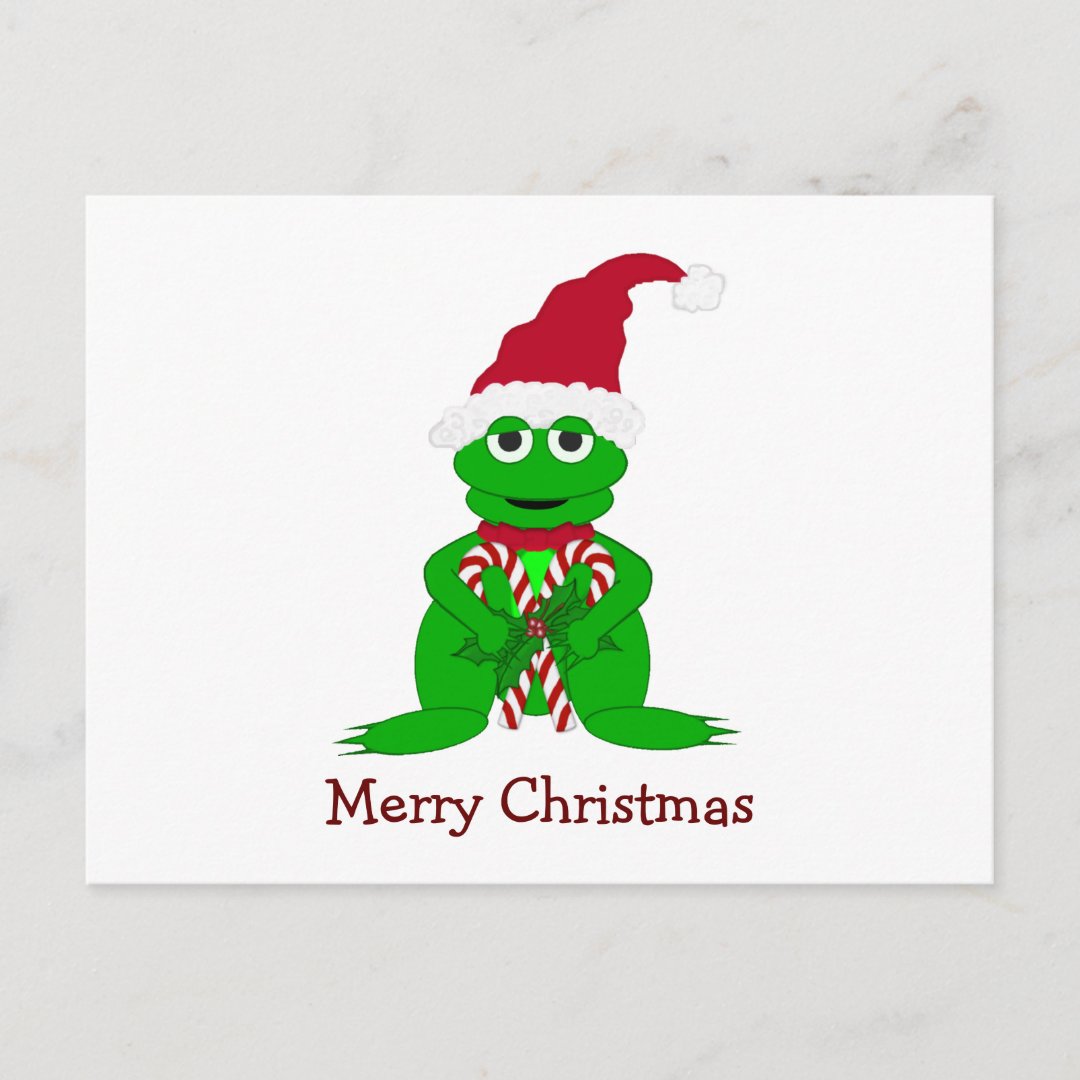 Merry Christmas Frog Holiday Postcard | Zazzle