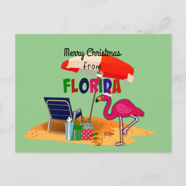 Merry Christmas from Florida, colorful fun design Holiday Postcard | Zazzle