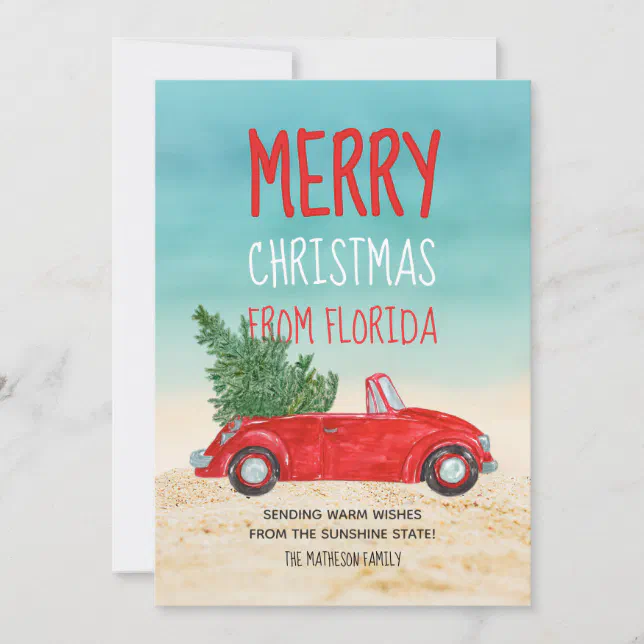 Merry Christmas From Florida Tropical Beach Holiday Card | Zazzle