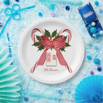 Merry Christmas from Name Candy Canes Paper Plates | Zazzle