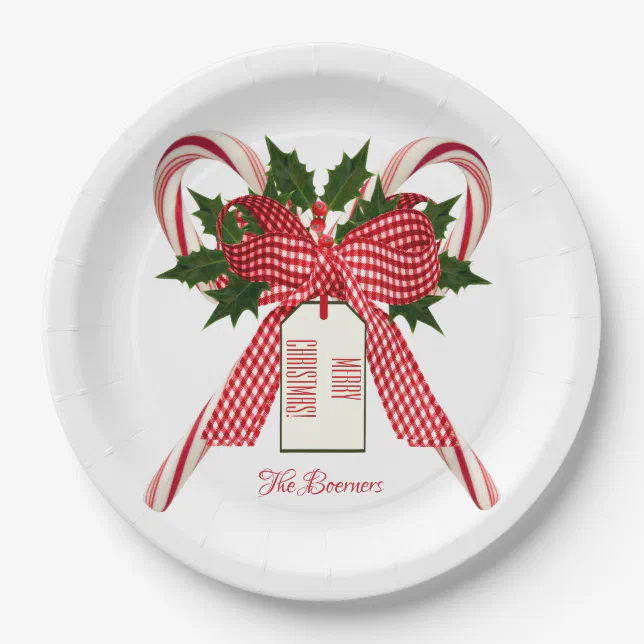 Merry Christmas from Name Candy Canes Paper Plates | Zazzle