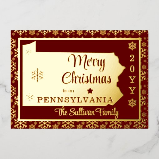 Merry Christmas from Pennsylvania State | Photo Foil Holiday Card | Zazzle