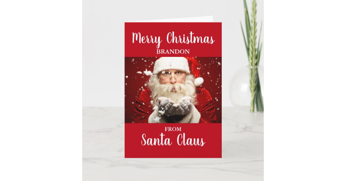 Merry Christmas From Santa Claus ADD NAME Fold Holiday Card | Zazzle